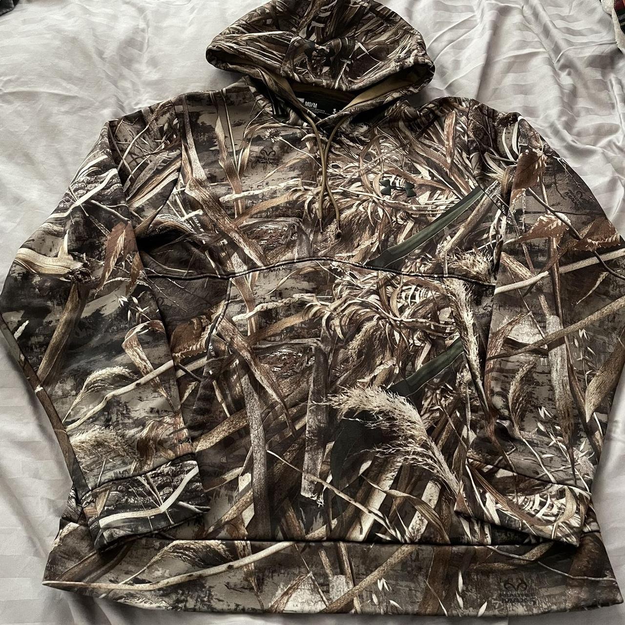 realtree camo under armour hoodie - drawstring and... - Depop