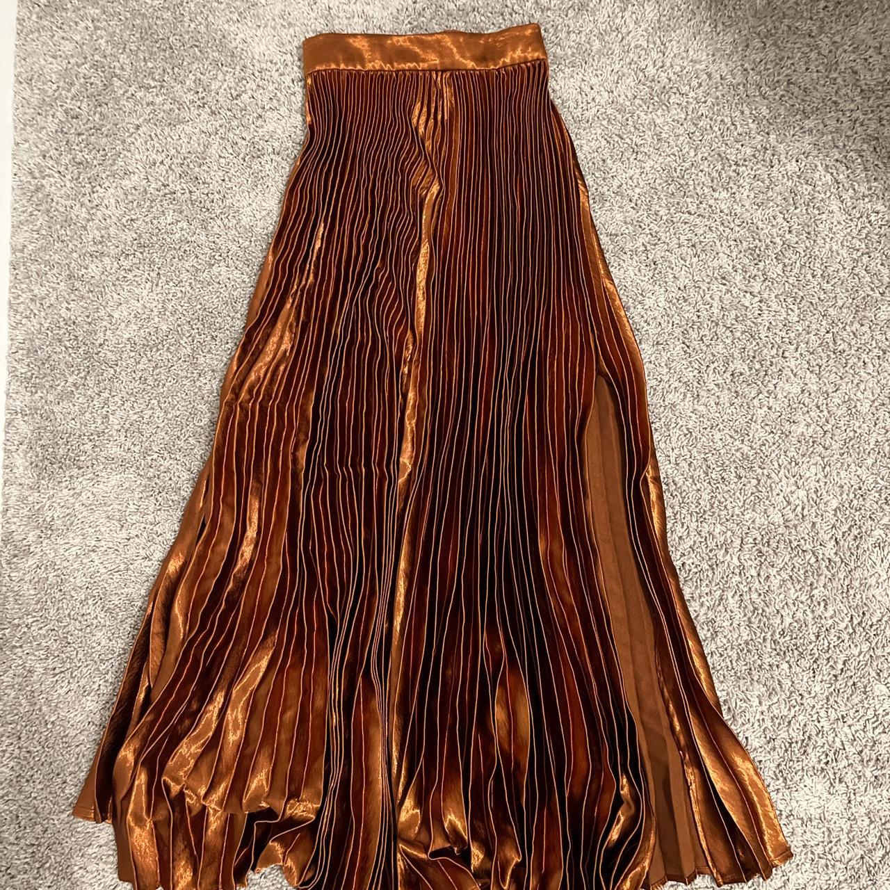 maxi silk rust pleated skirt very fashionable too... - Depop