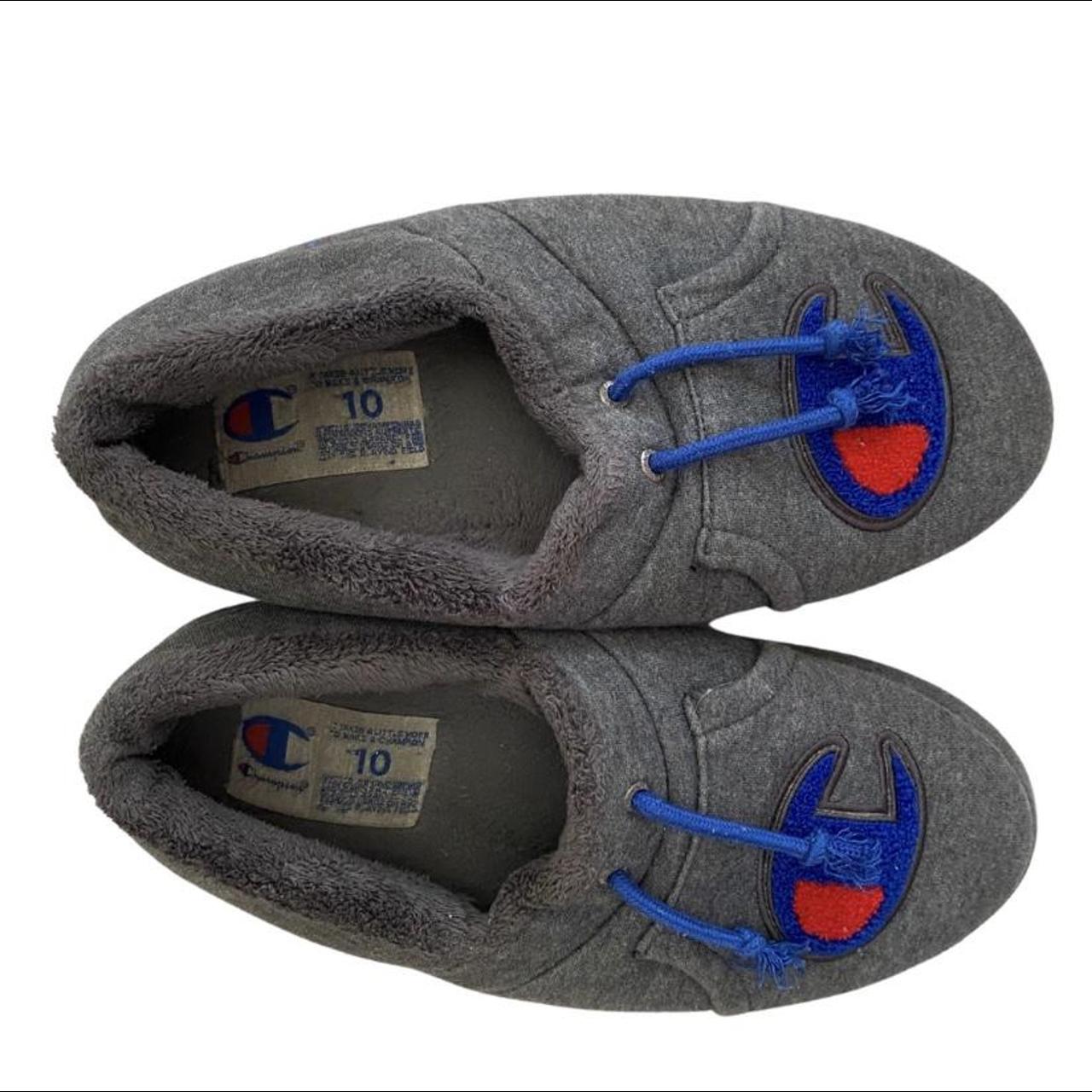 Champion Women's Grey and Red Slides | Depop