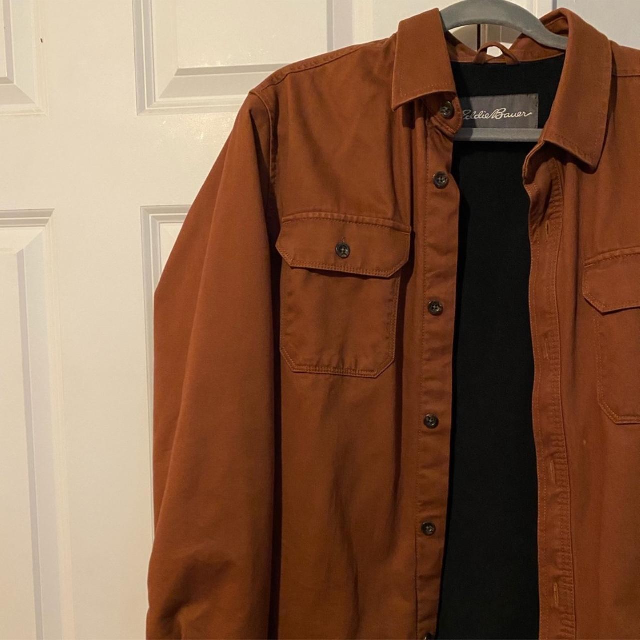 fleece lined burnt orange jacket with pockets - Depop