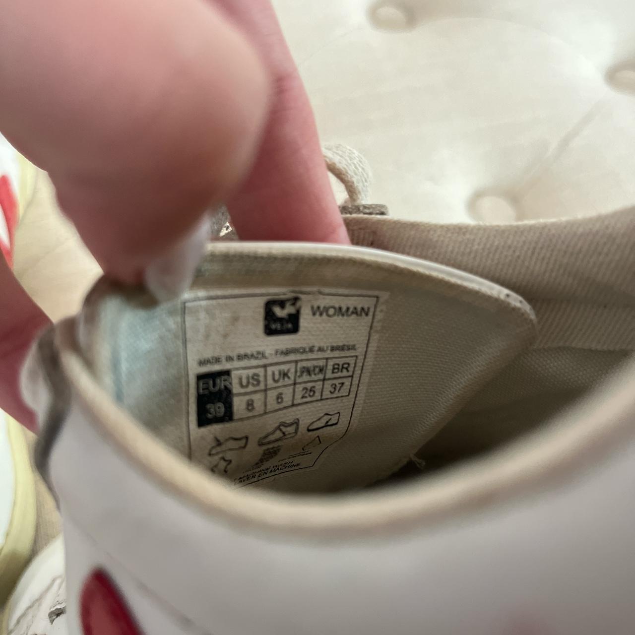 White and red Veja sneakers Women’s size 8 So cute... - Depop