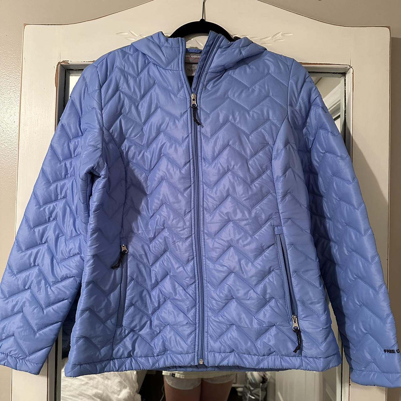 periwinkle puffer jacket free country - Depop