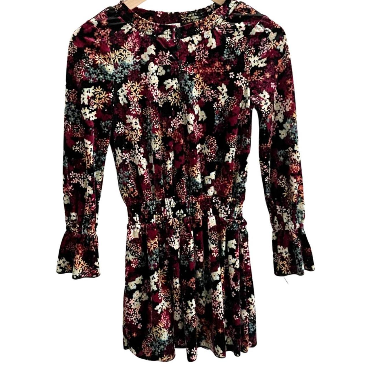 Ella Moss Girls Velvet Mini Dress Floral Smocked... - Depop