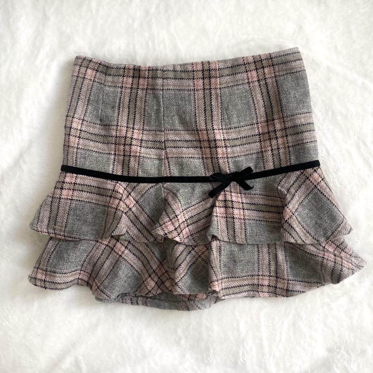 Womens Pink And Grey Skirt Depop