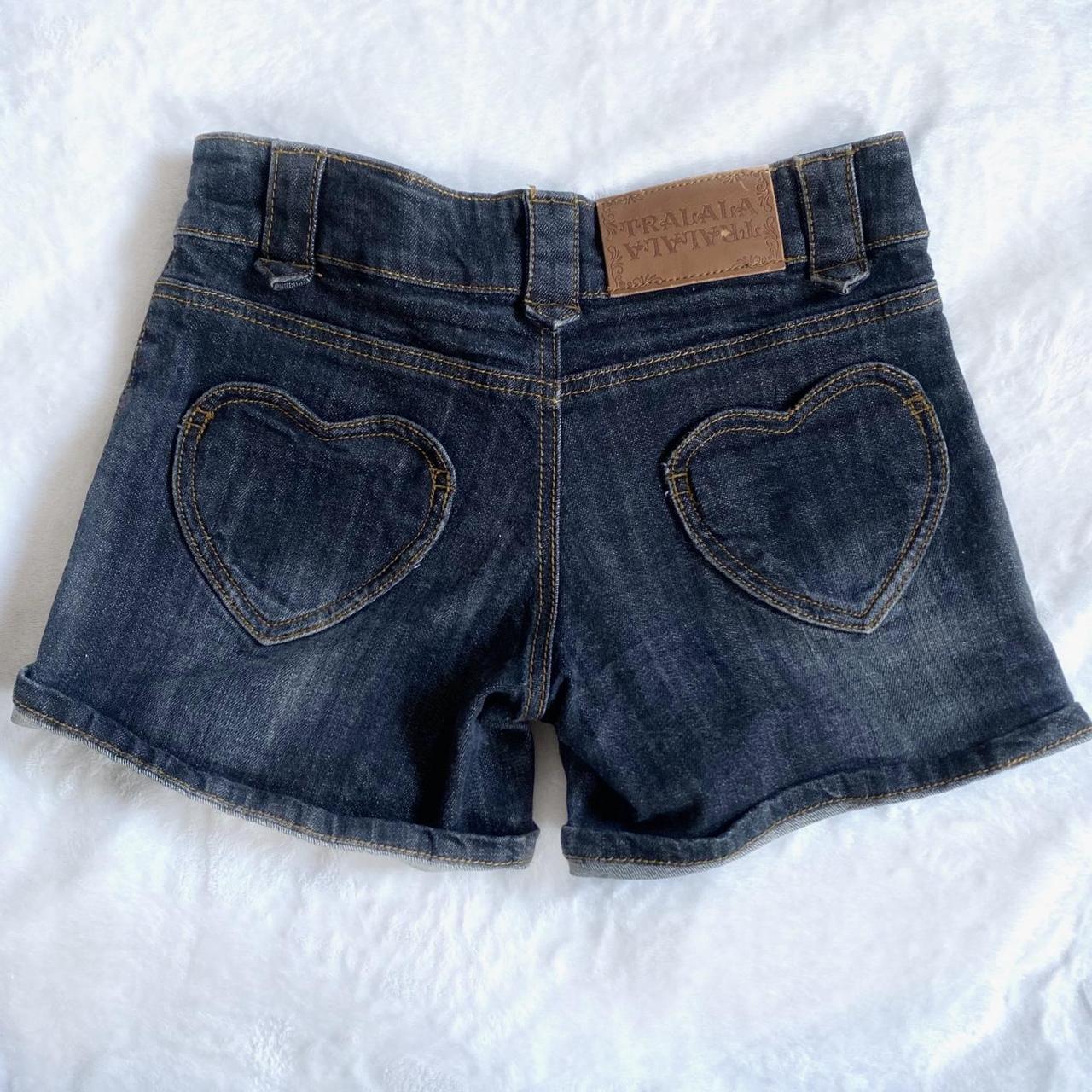 ˚୨୧⋆｡˚ ⋆ denim heart pocket shorts from japanese... - Depop