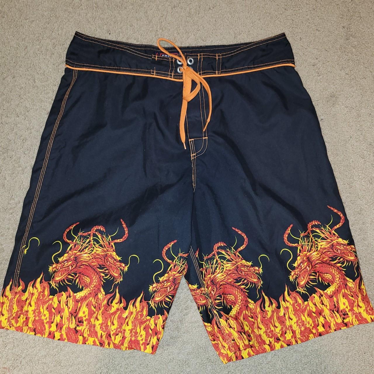 Super sick y2k Verona tribal flame dragon swim... - Depop