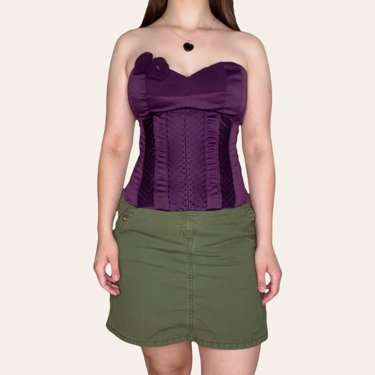 vintage early 2000’s purple corset top with lil... - Depop