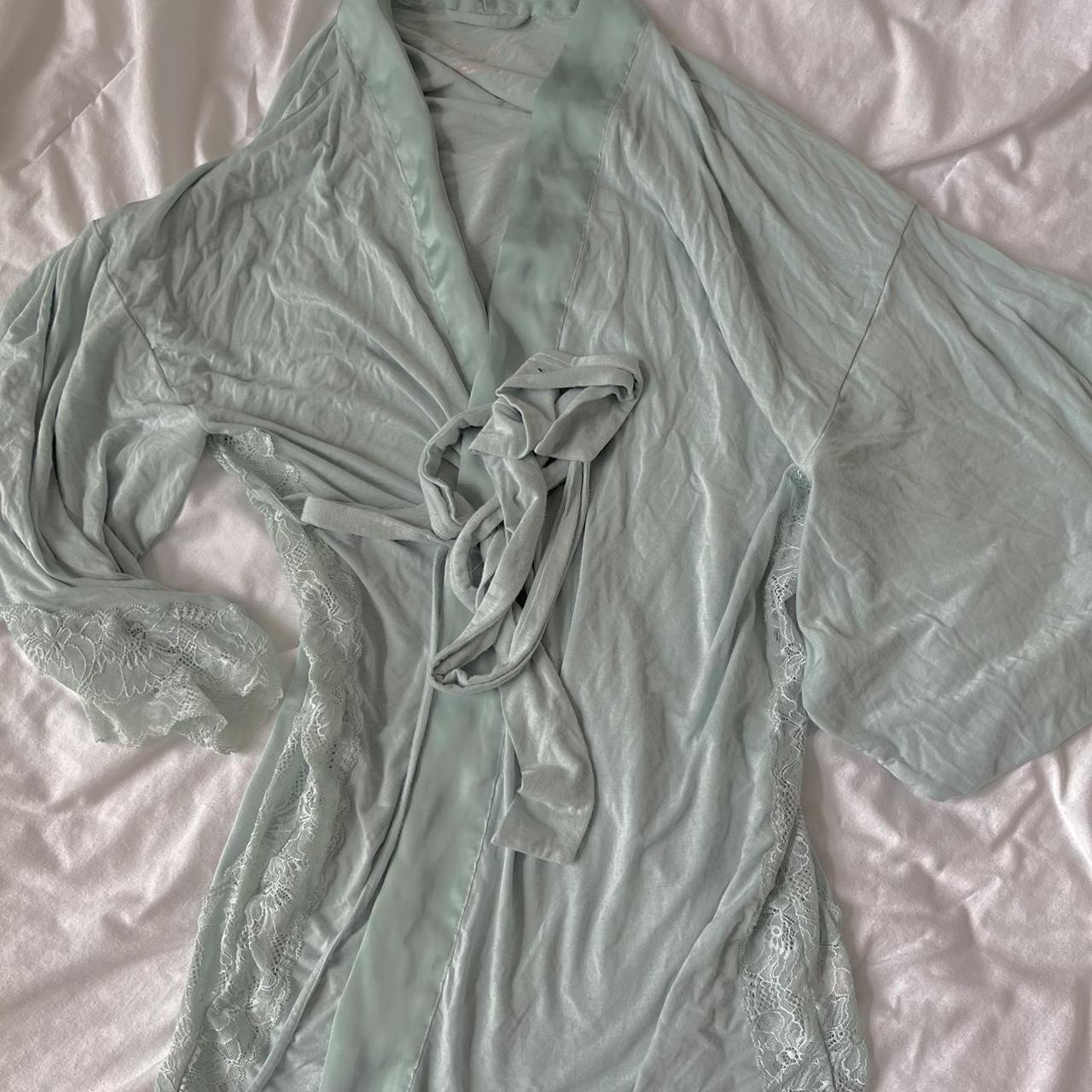 Baby blue lace Victoria secret robe worn once... - Depop