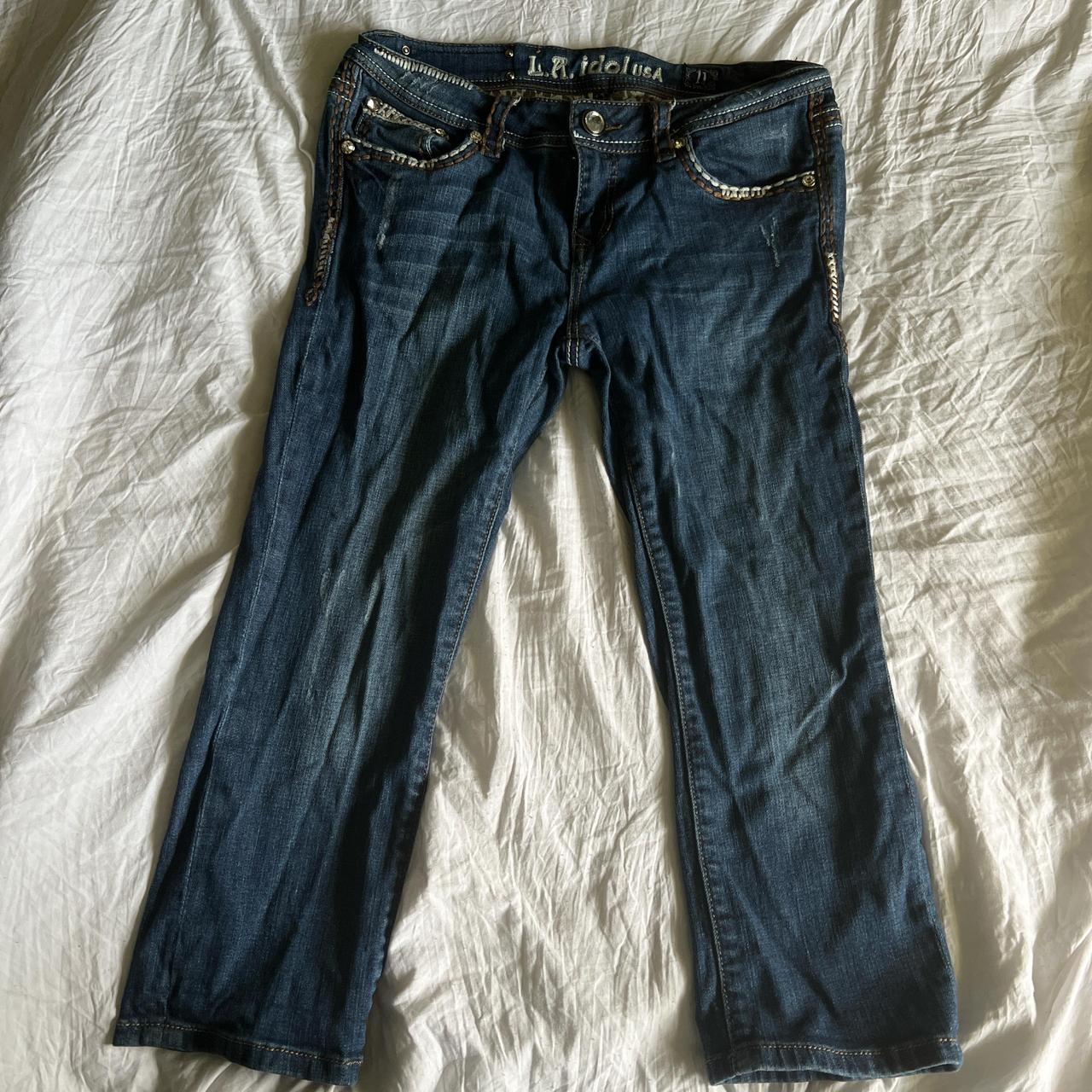 y2k mcbling bedazzled low rise capris -brand: la... - Depop