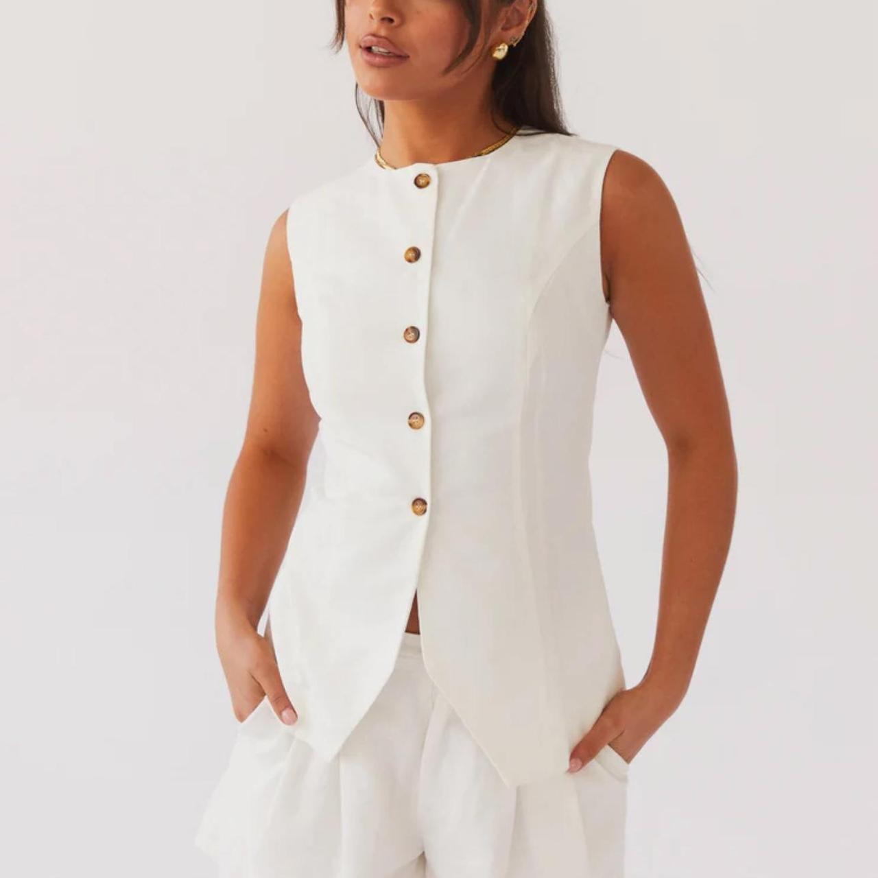 Peppermayo white linen vest - Depop