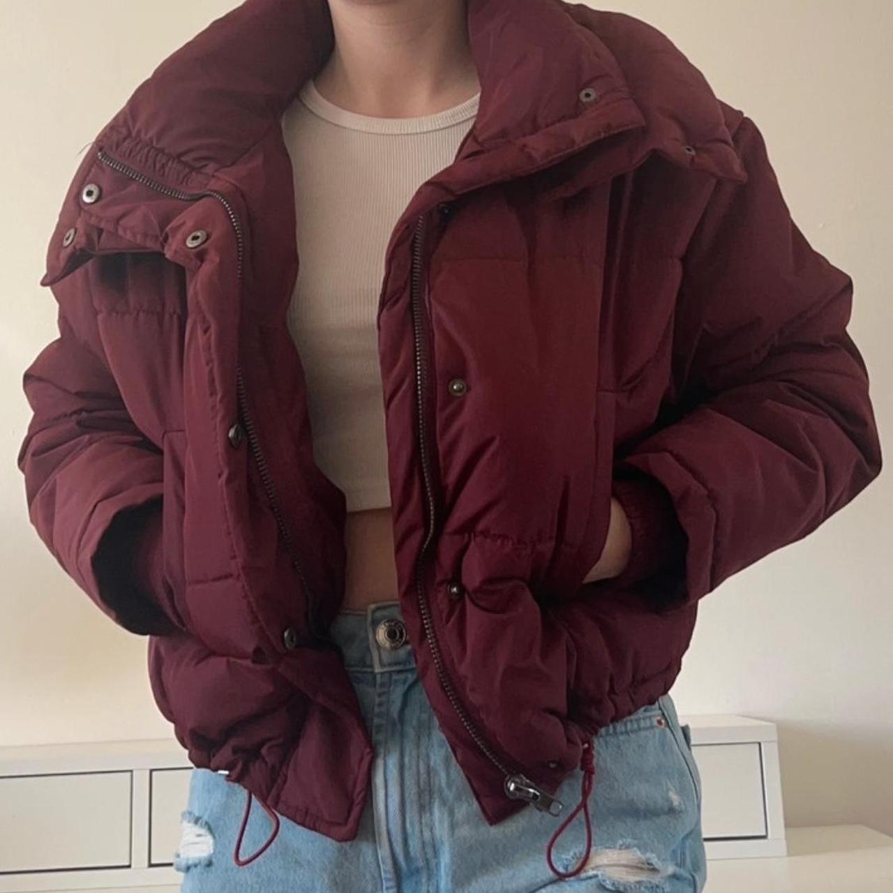 ️boohoo wine red puffer jacket ️size 8 ️has... - Depop
