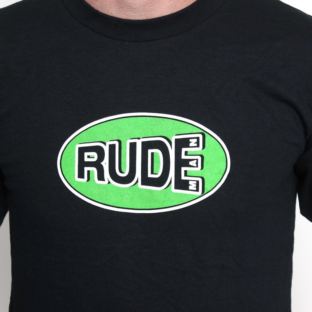 2000s y2k Rude Man tee shirt. Goth black, short... - Depop