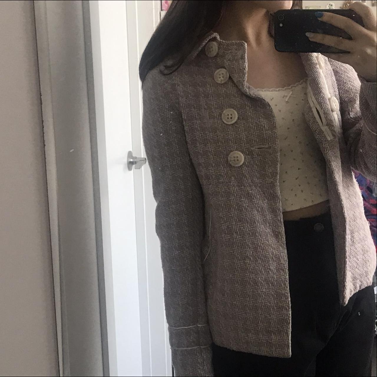 Vintage Short Jacket with Cream Off-White Buttons... - Depop