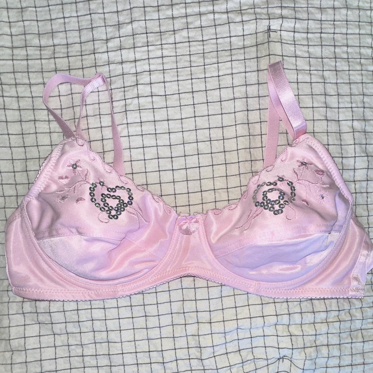 Vintage pink wire no padding lingerie bra 36C M L... | Depop