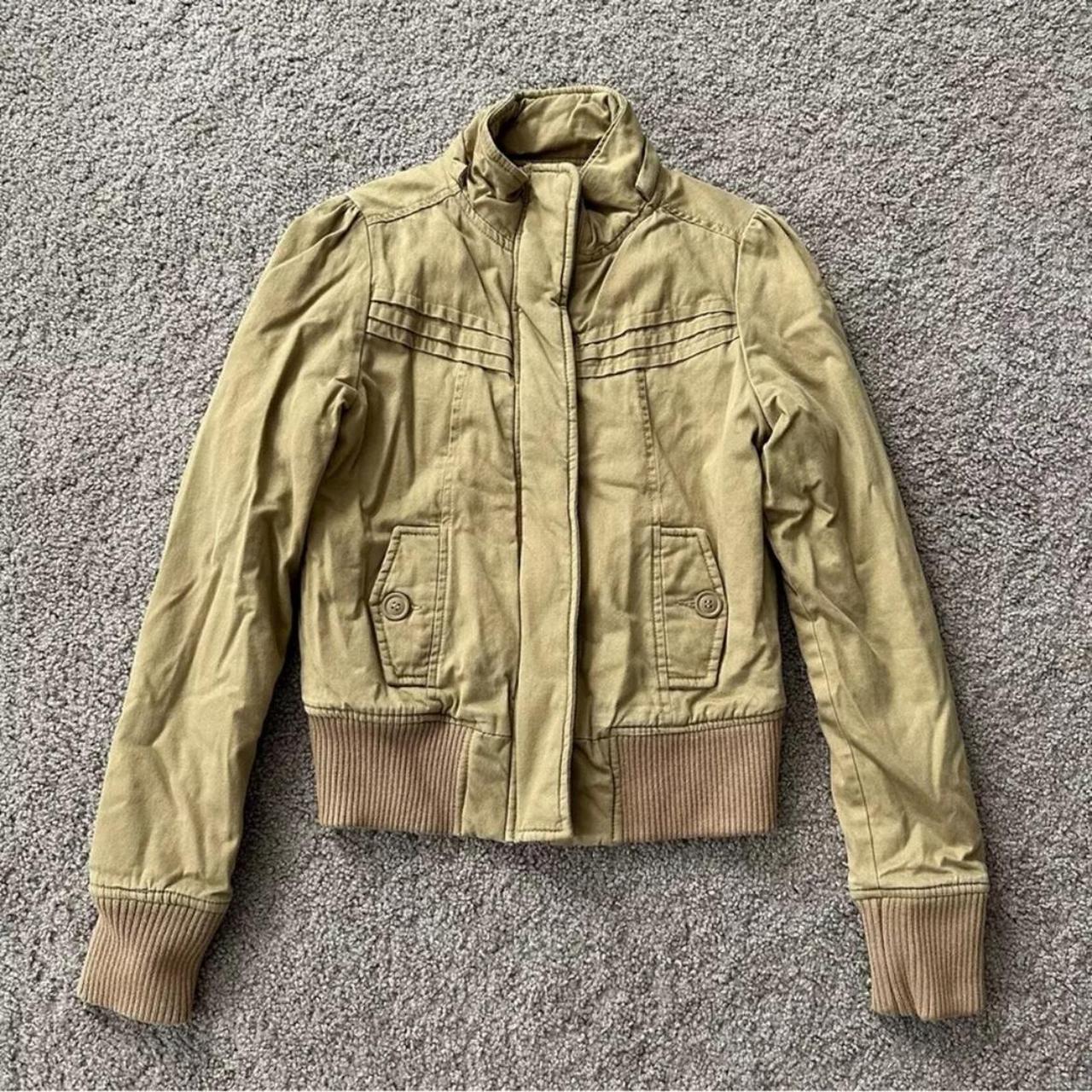 Tan motorcycle style jacket Measurements in last... | Depop