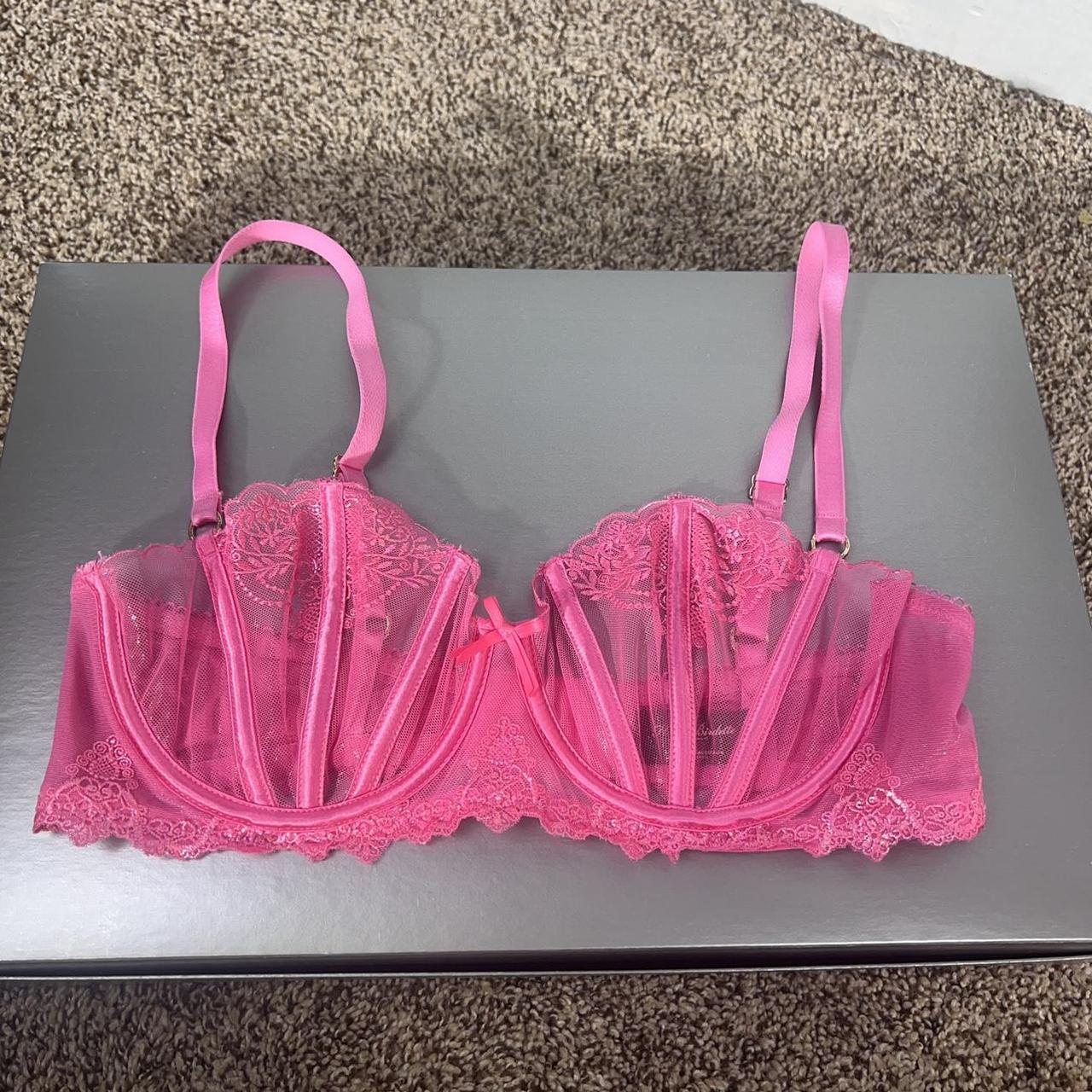 Honey Birdette Glittery Pink Set Natalie Bra (34DD)... - Depop
