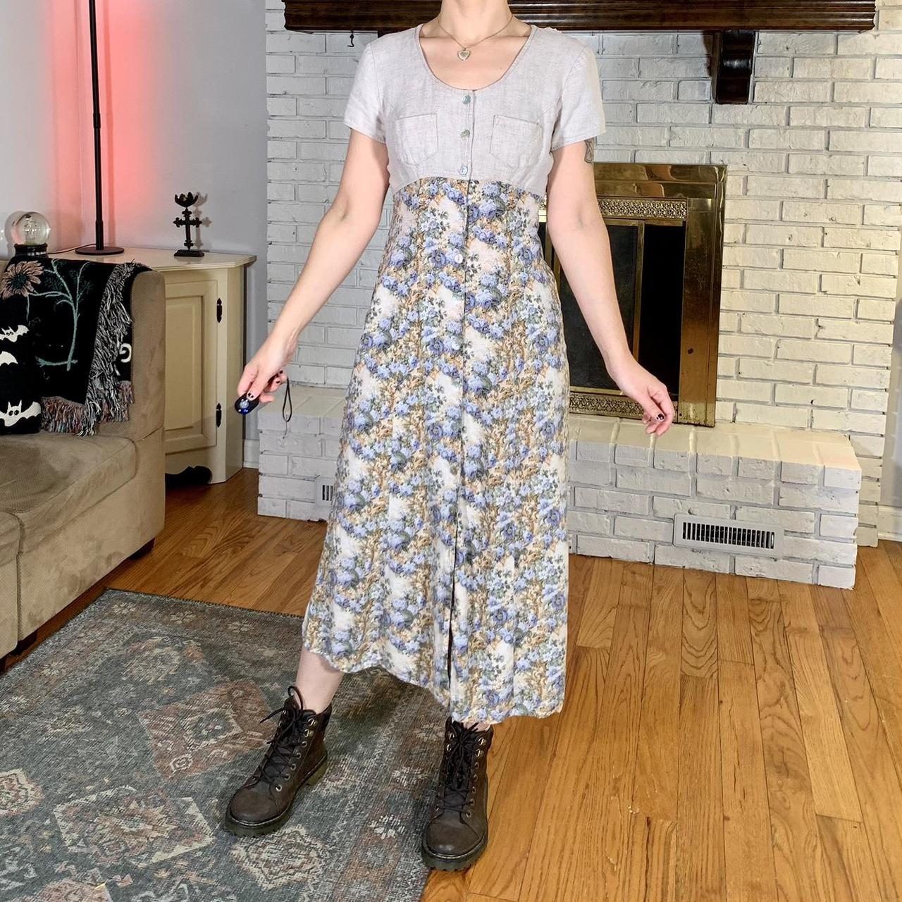 Vintage 90s Earth Tone Grunge Floral Maxi Dress.... - Depop