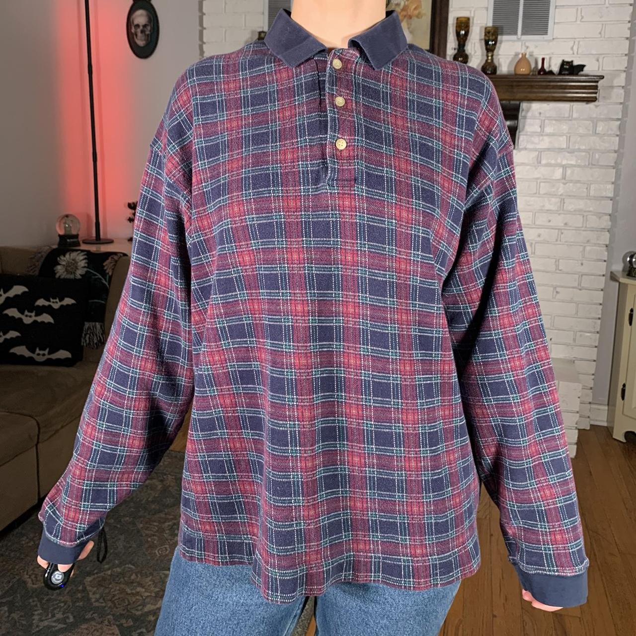 Vintage 90s Grunge Plaid Ling Sleeve Shirt. Tagged... - Depop