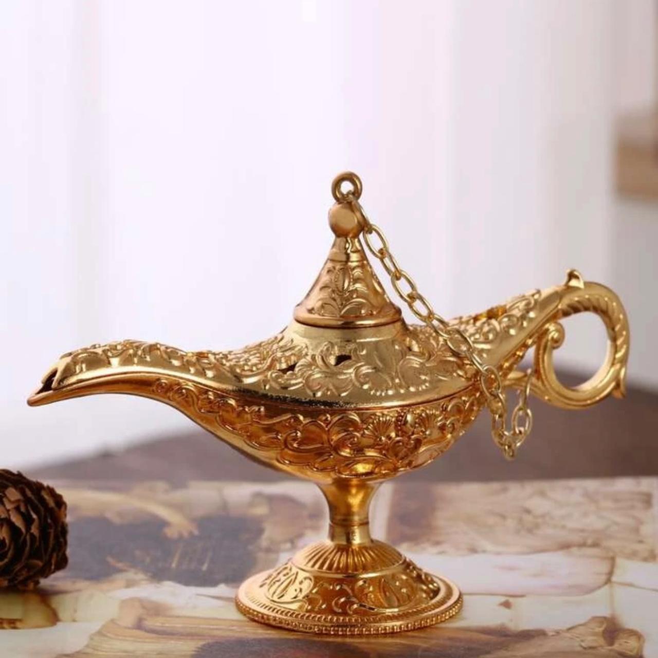 Mini Gold Aladdins Lamp Incense Burner Gold... - Depop