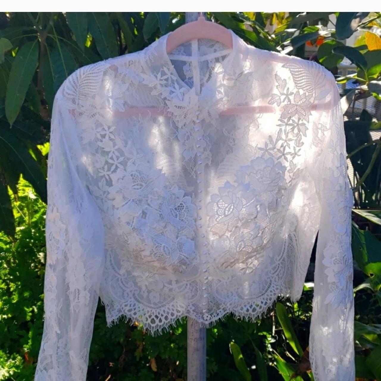 bolero top see through covers only the breat . lace... - Depop