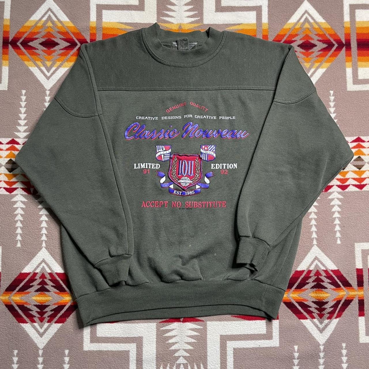 Vintage 1991 IOU Embroidered Crewneck Sweater Nice... | Depop