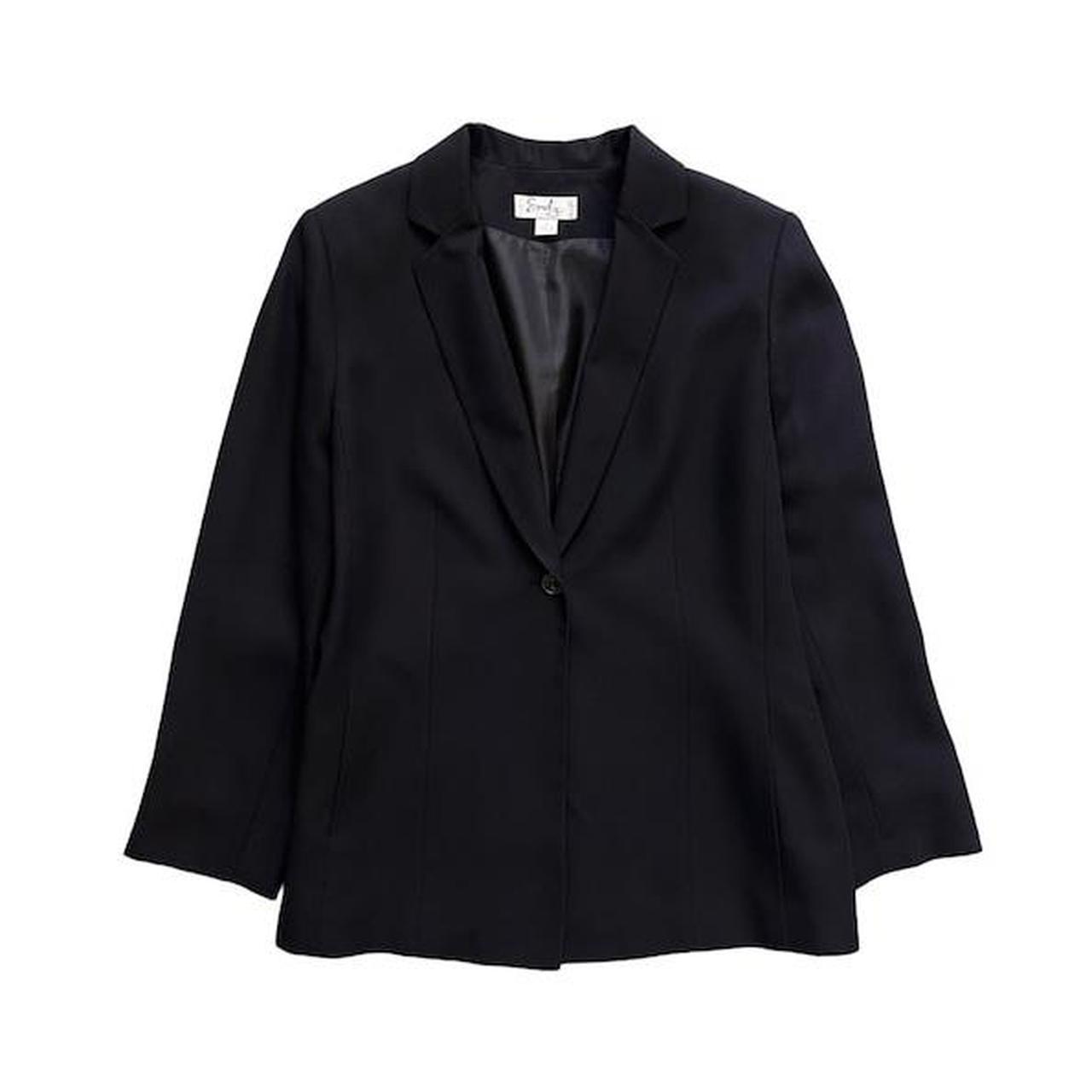 Vintage black oversized blazer with single button... - Depop