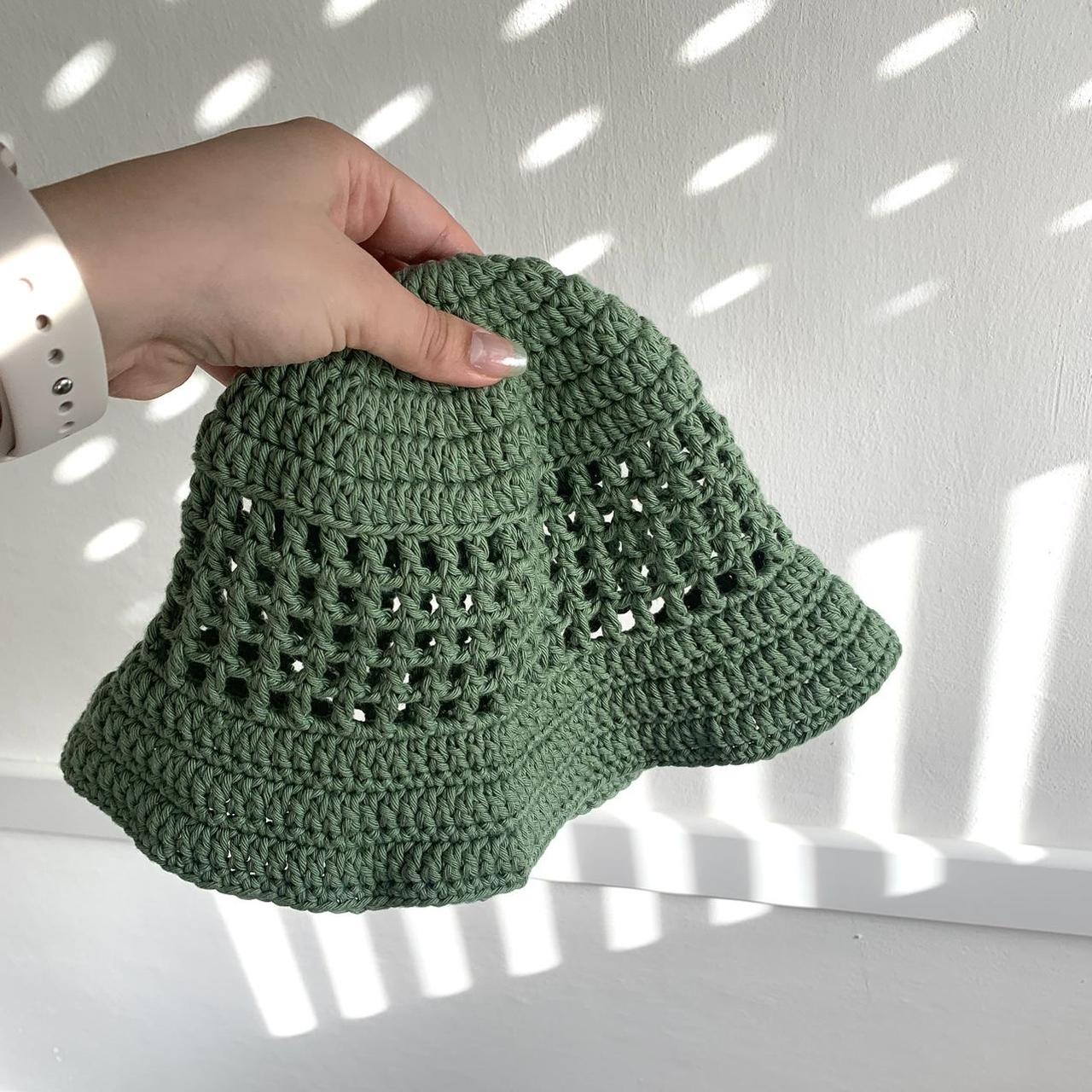 Crochet Mesh Bucket Hat ~ handmade with ️ ~... - Depop