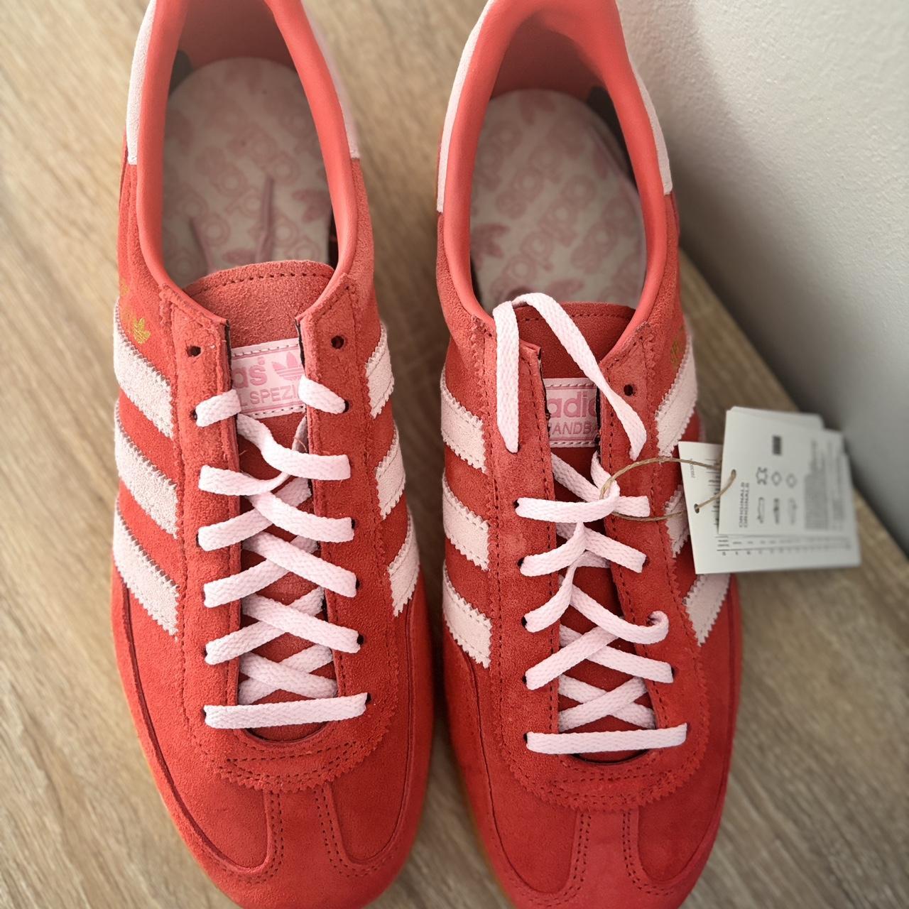 Adidas Handball Spezials in Bright red, clear pink &... - Depop