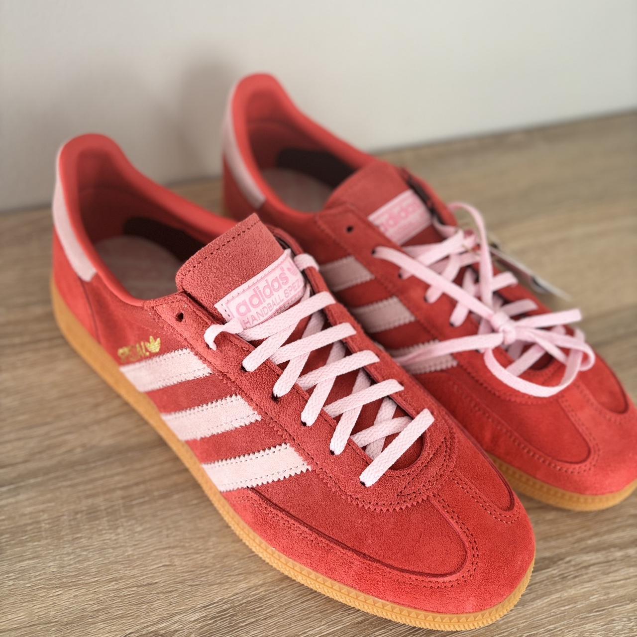 Adidas Handball Spezials in Bright red, clear pink &... - Depop