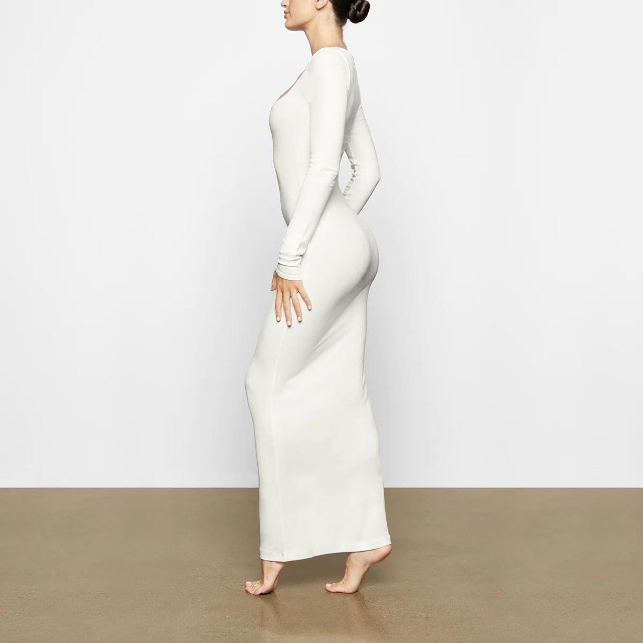 Skims Women's White and Silver Dress | Depop