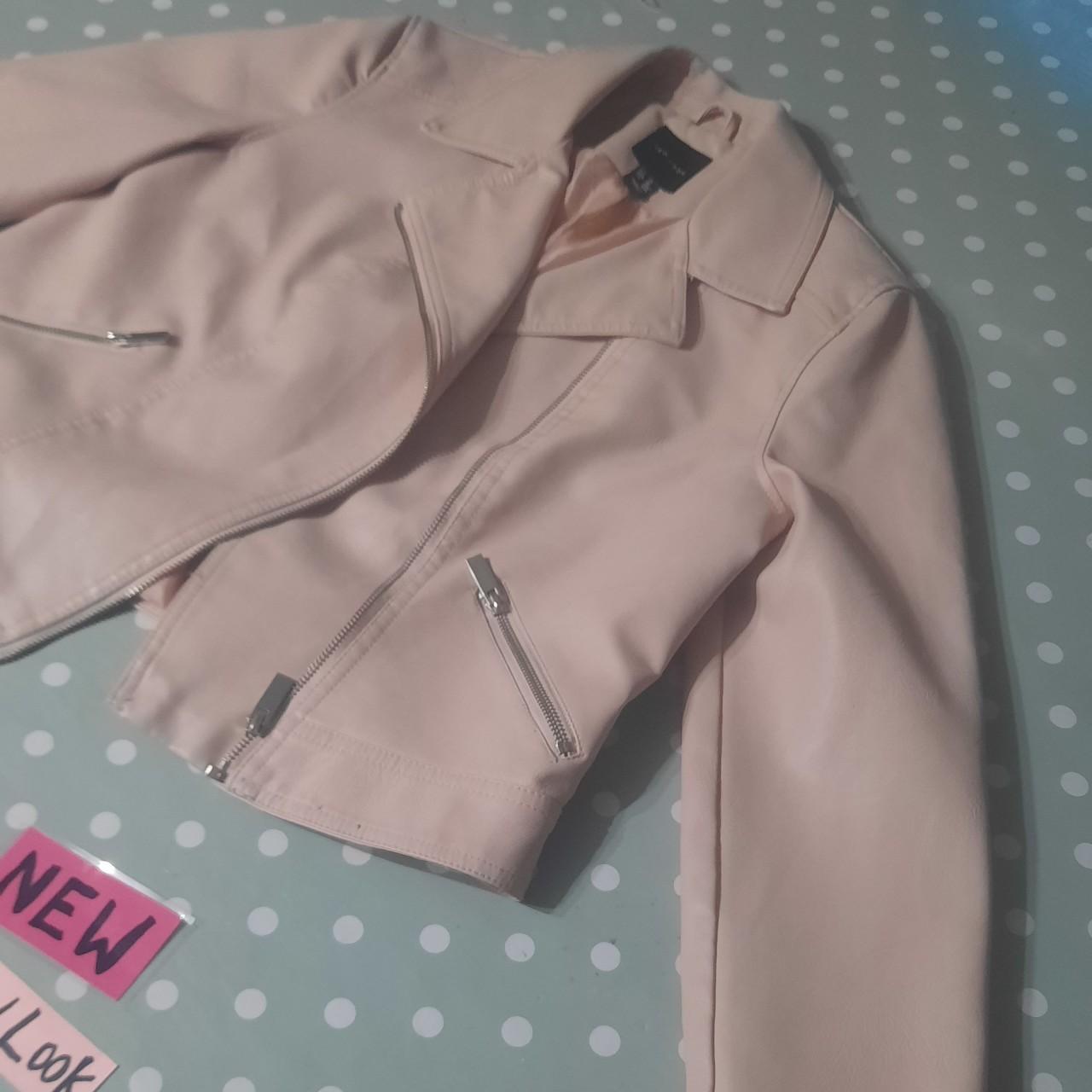 😍NEW PALE PINK LADIES LEATHER LOOK CROPPED JACKET... - Depop