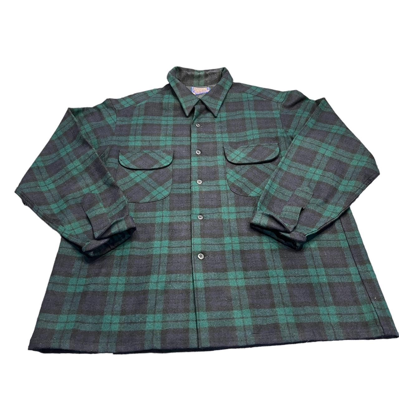 Vintage 70’s Pendleton Wool Flannel Green Board... - Depop