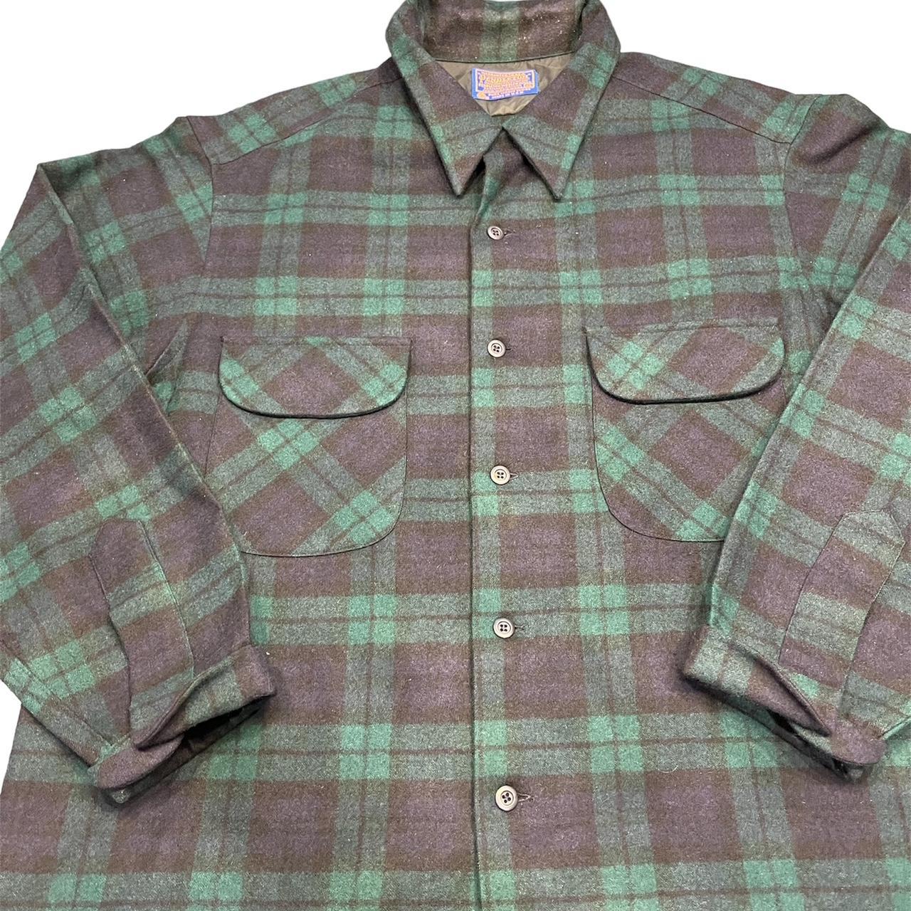 Vintage 70’s Pendleton Wool Flannel Green Board... - Depop