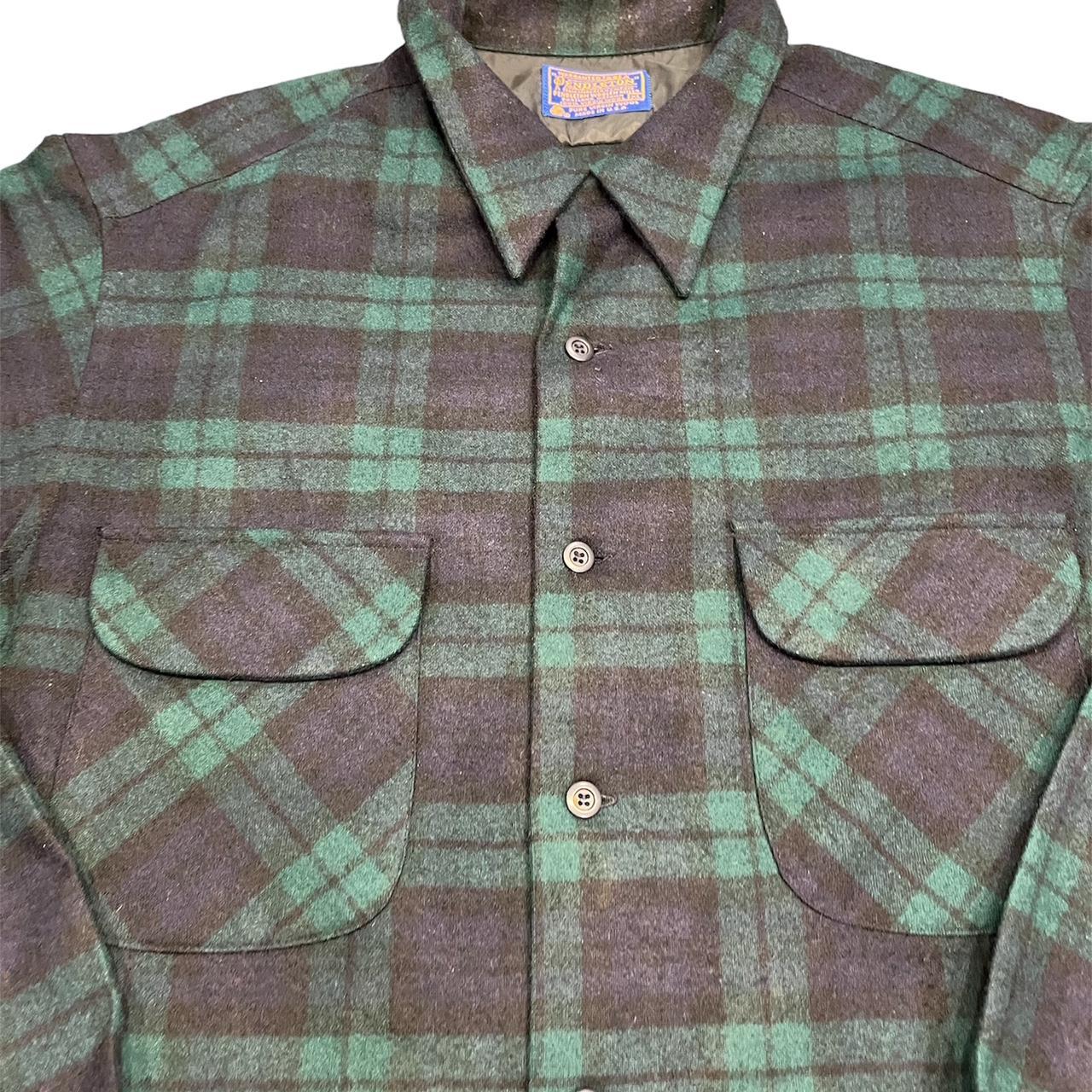 Vintage 70’s Pendleton Wool Flannel Green Board... - Depop