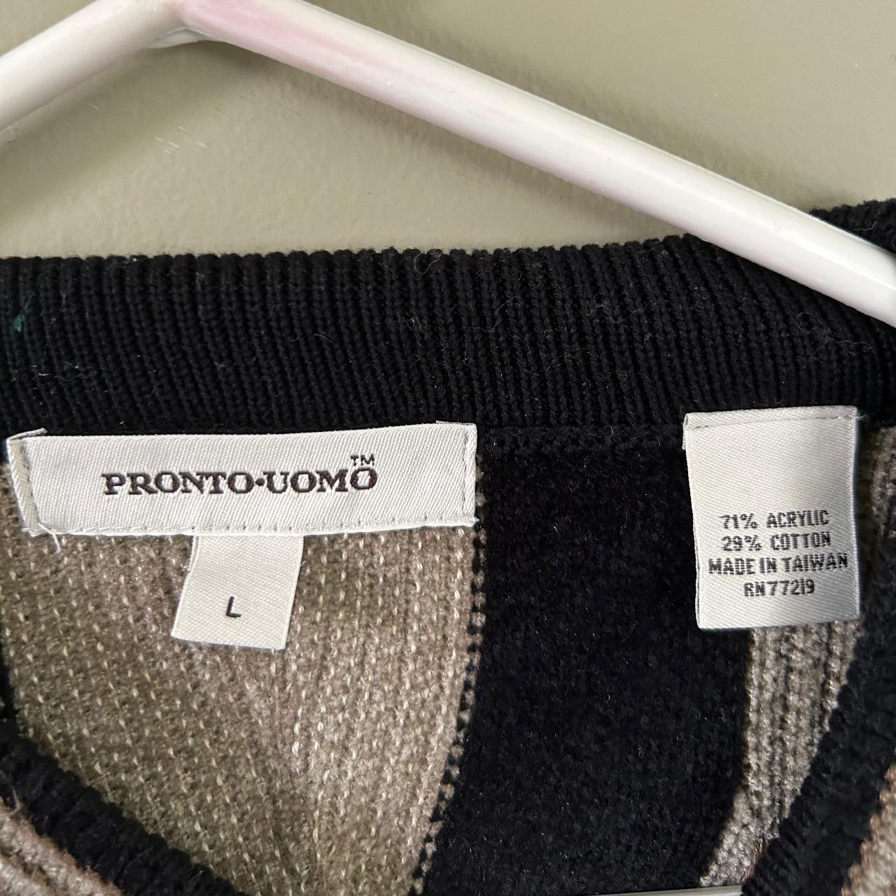vintage black and tan Pronto Uomo grandpa sweater,... - Depop