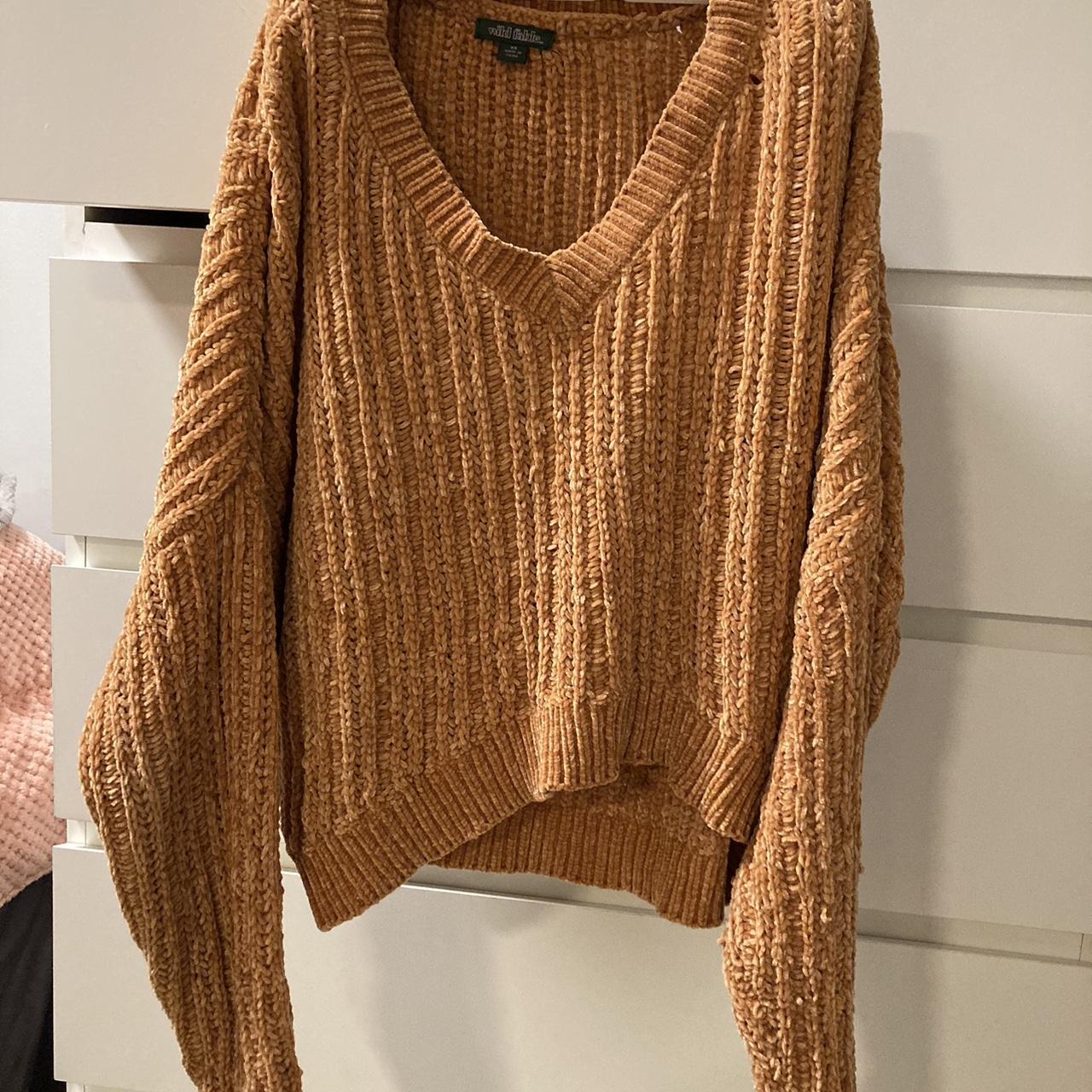 super soft gold-colored knit sweater from target.... - Depop