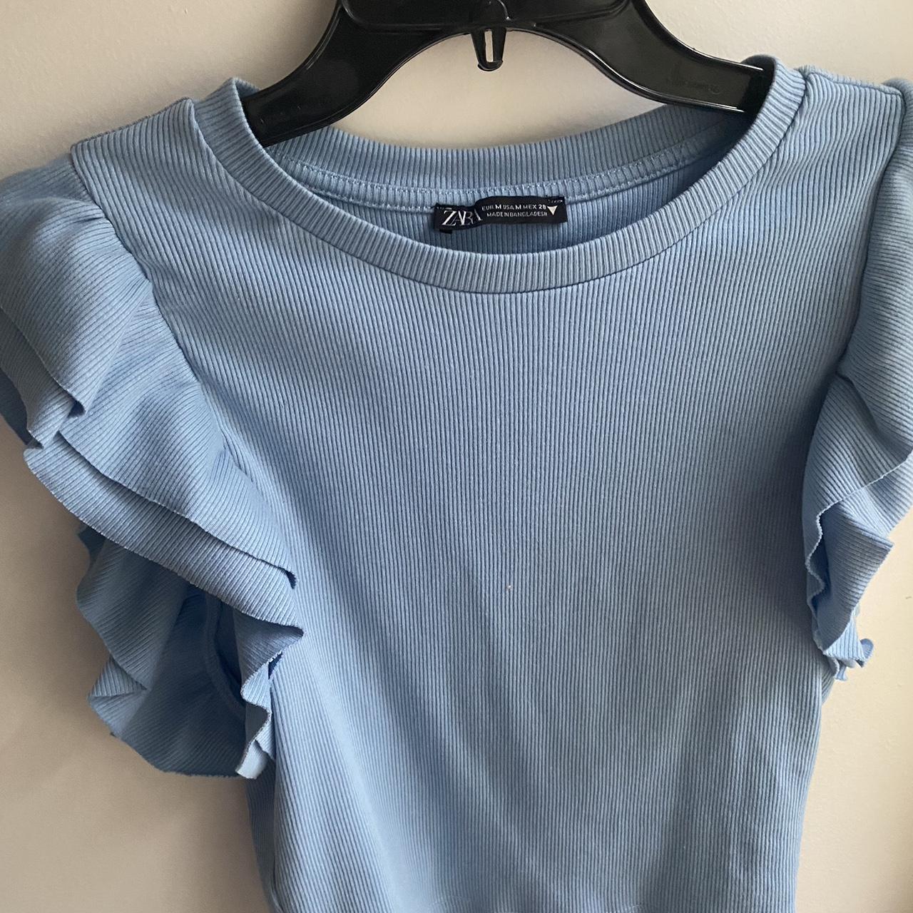 Zara ruffle sleeve top - Depop