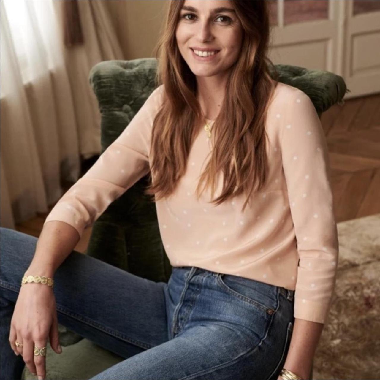 Sezane Pink Polka Dot Top 36 - Depop