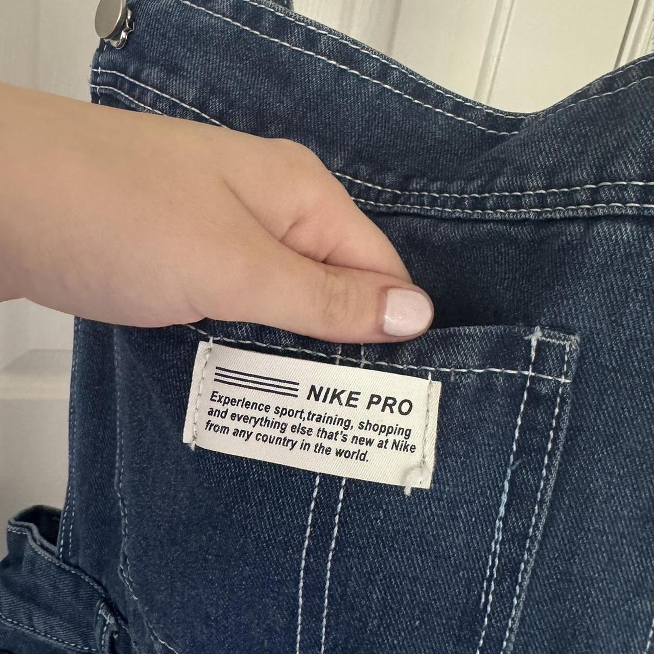 Dark blue denim Nike Pro overalls (no brand tag so... - Depop