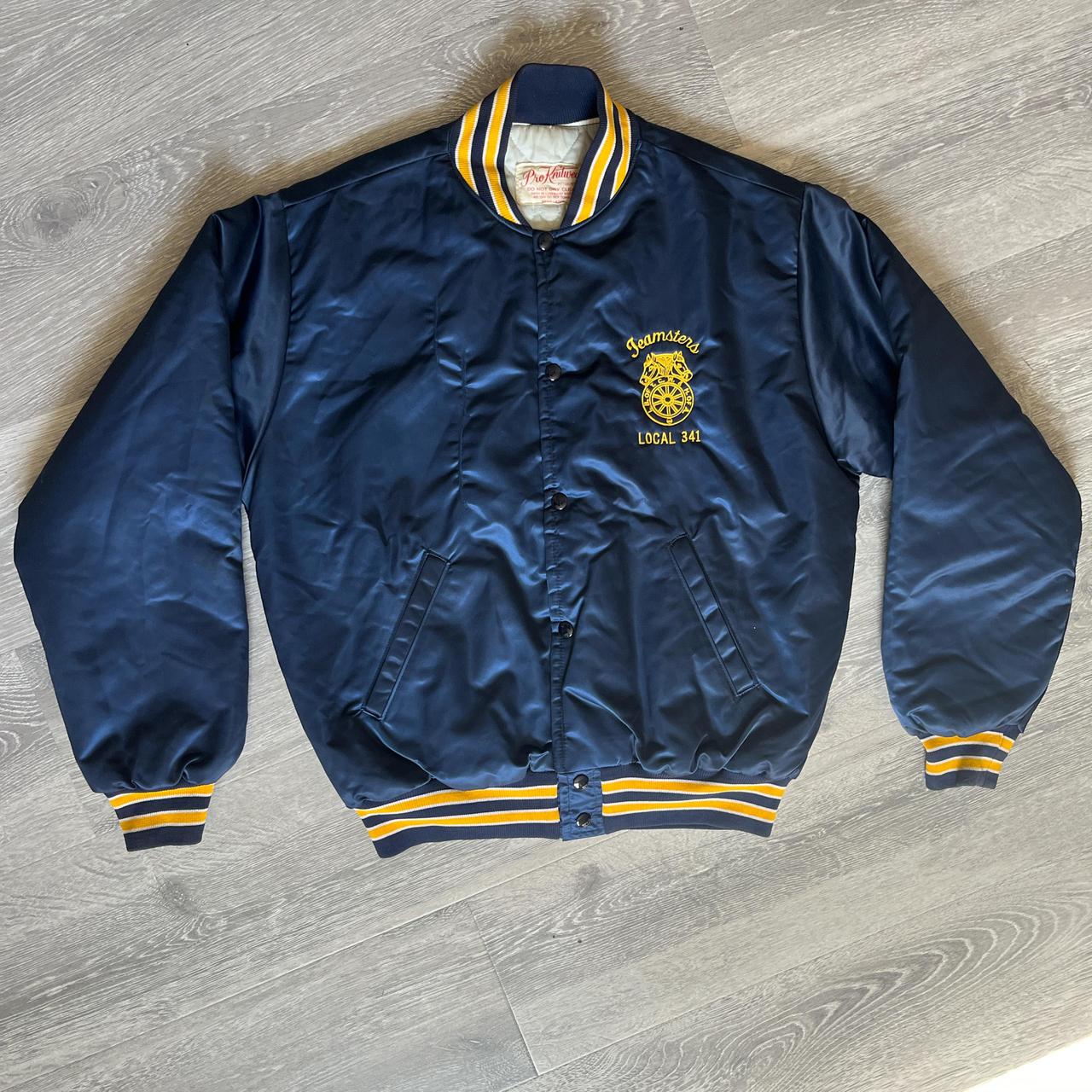 Vintage Teamsters Local 341 Satin Bomber... - Depop