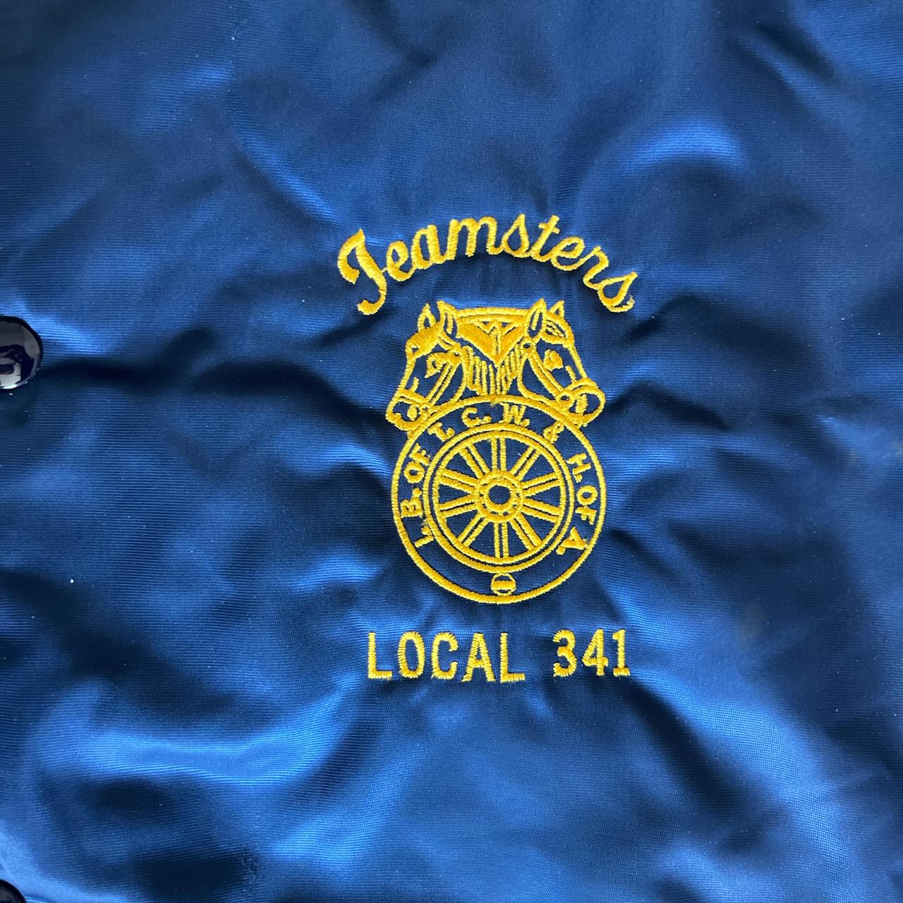 Vintage Teamsters Local 341 Satin Bomber... - Depop