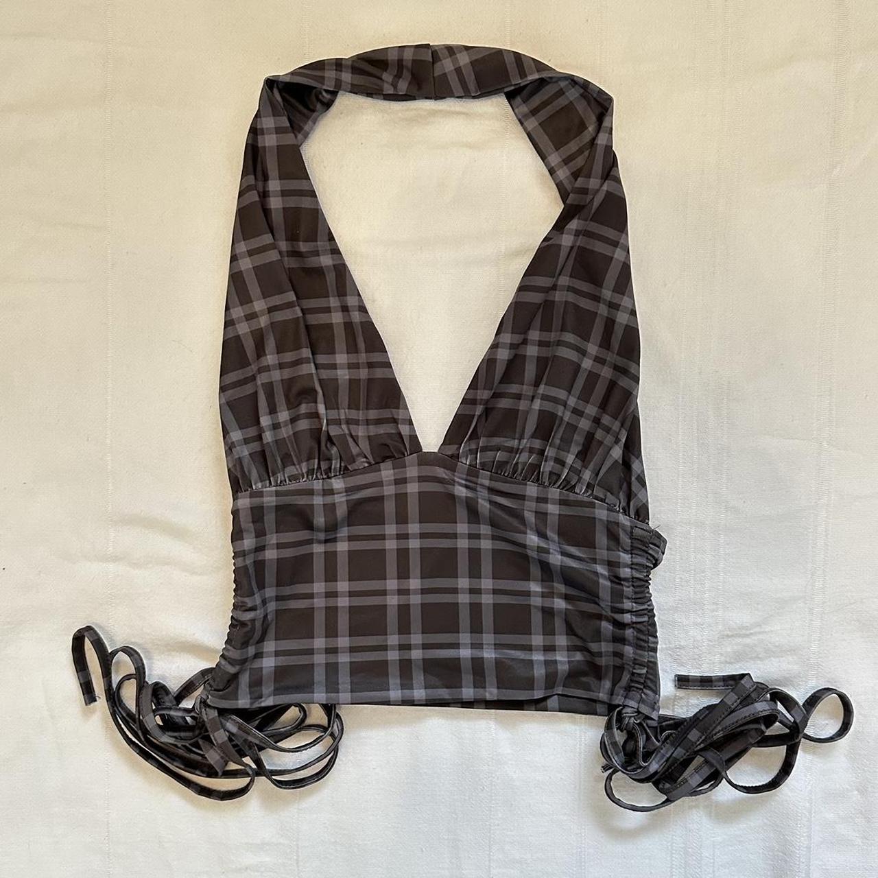 Y2K backless halter crop top stretchy material Like... - Depop