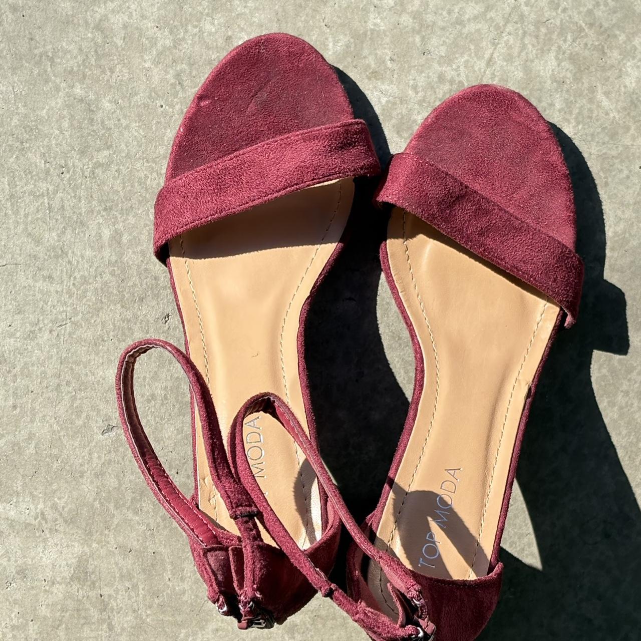 Burgundy suede heels Used once Open to offers!... | Depop