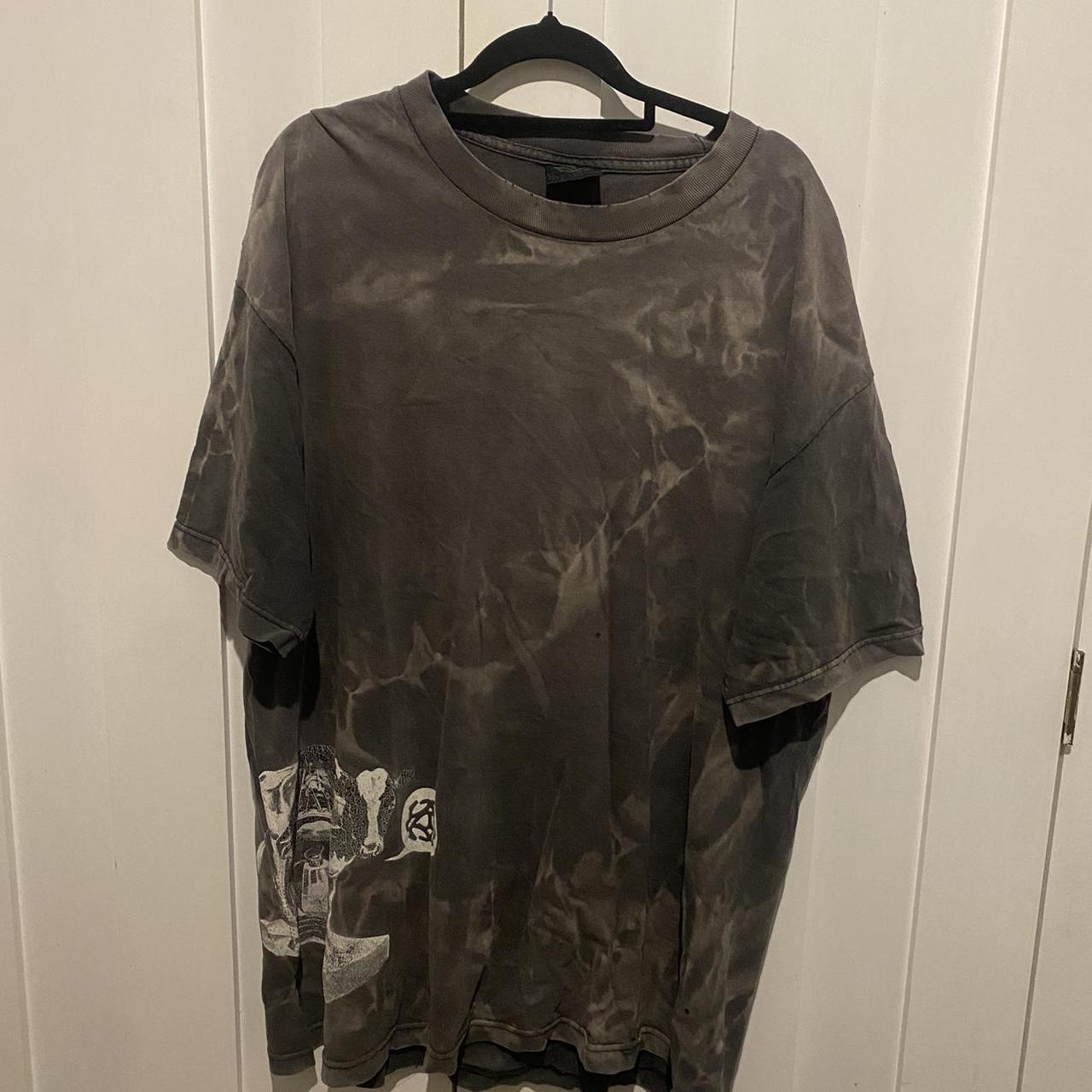 Y2K Black and brown tie dye Travis Scott cow tee -... - Depop