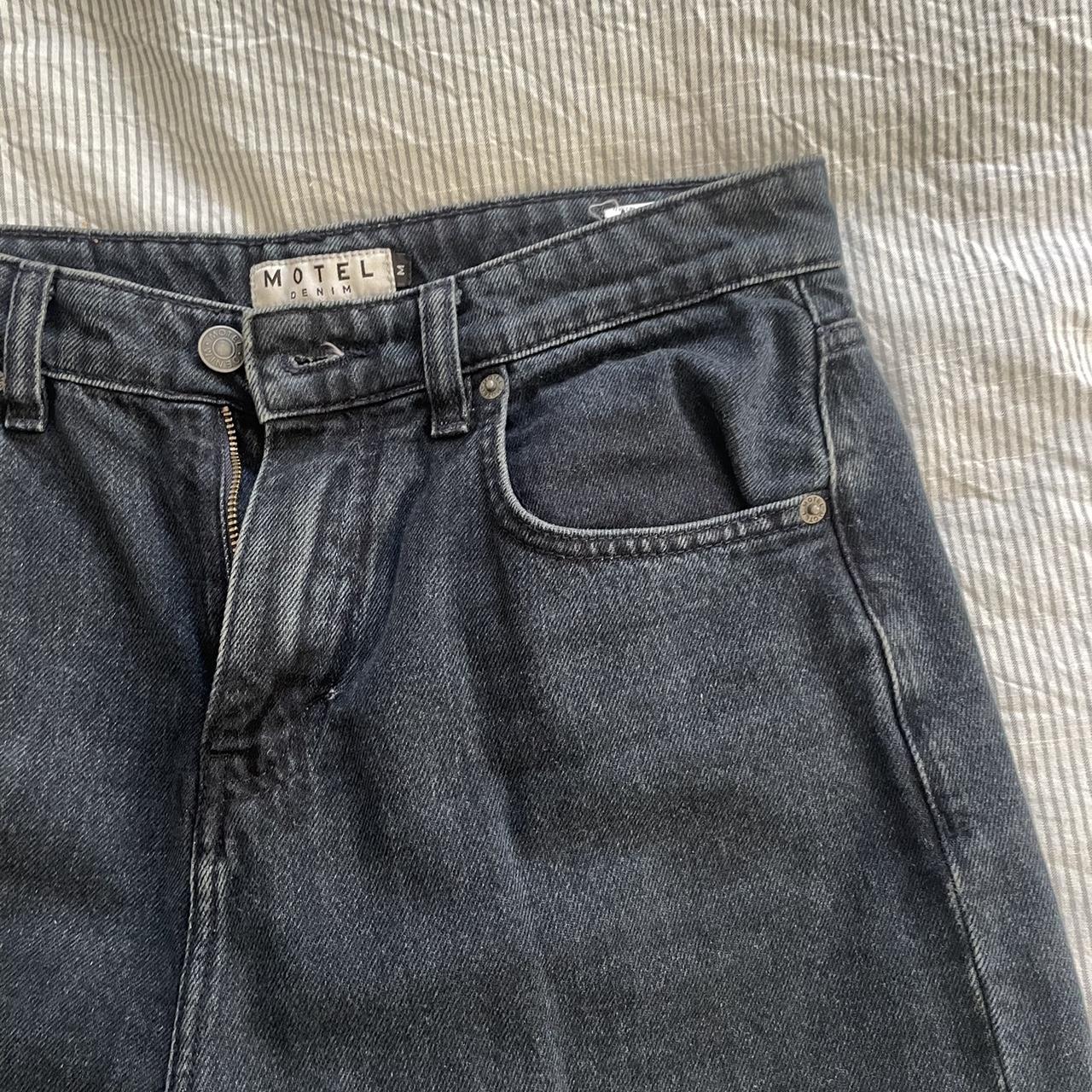 Motel rocks mid rise wide leg jeans in dark blue... - Depop