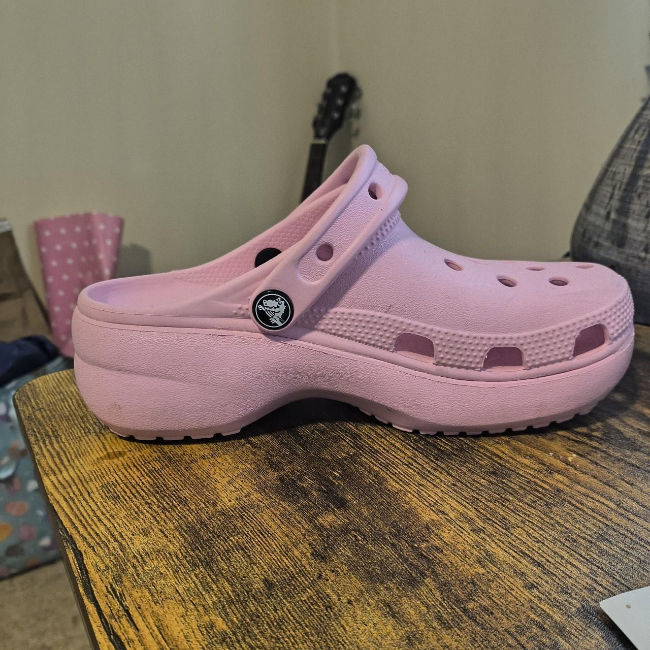 Baby pink platform Crocs only worn a few times, in... | Depop