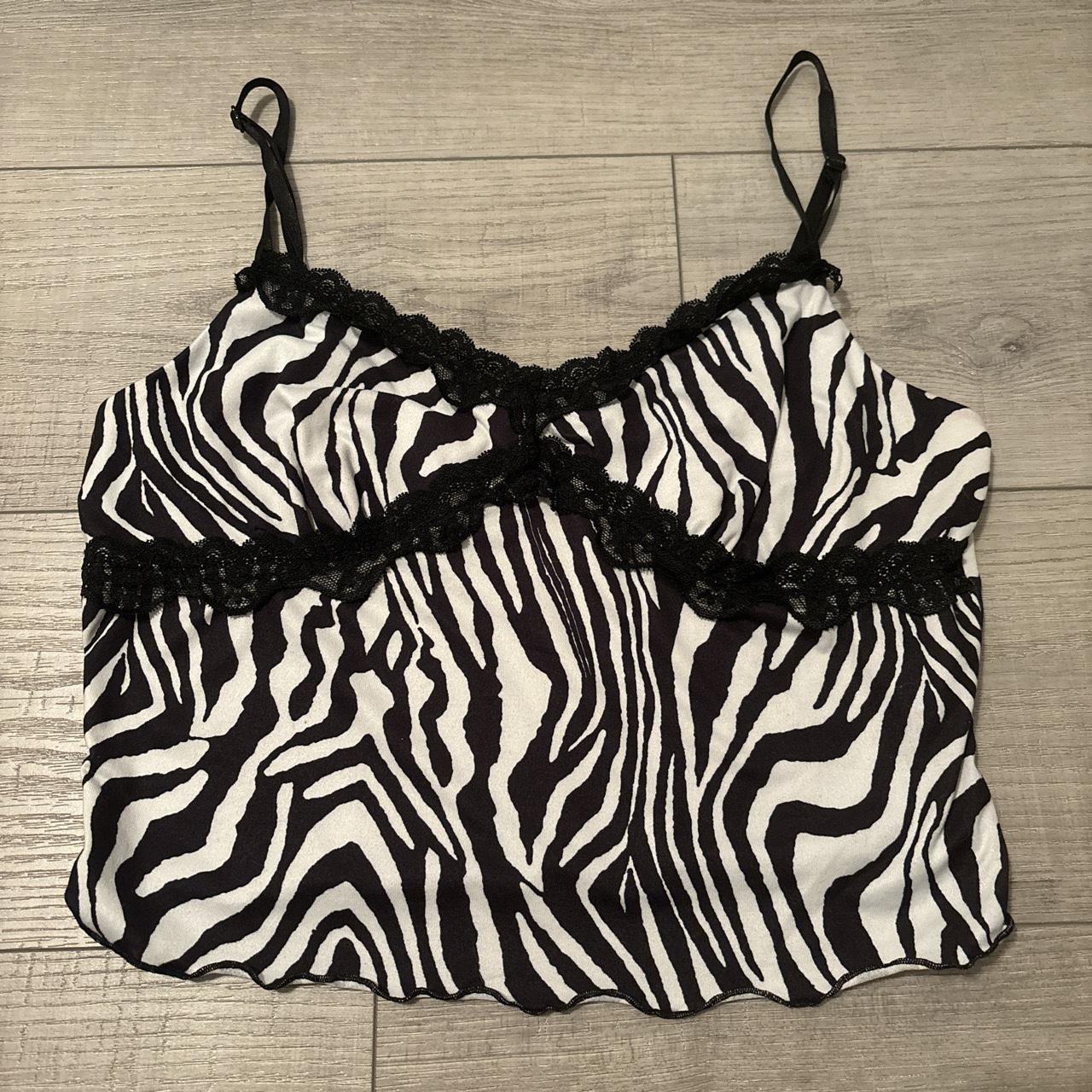 Shein Zebra Print Crop Top #y2k #retro #shein... - Depop