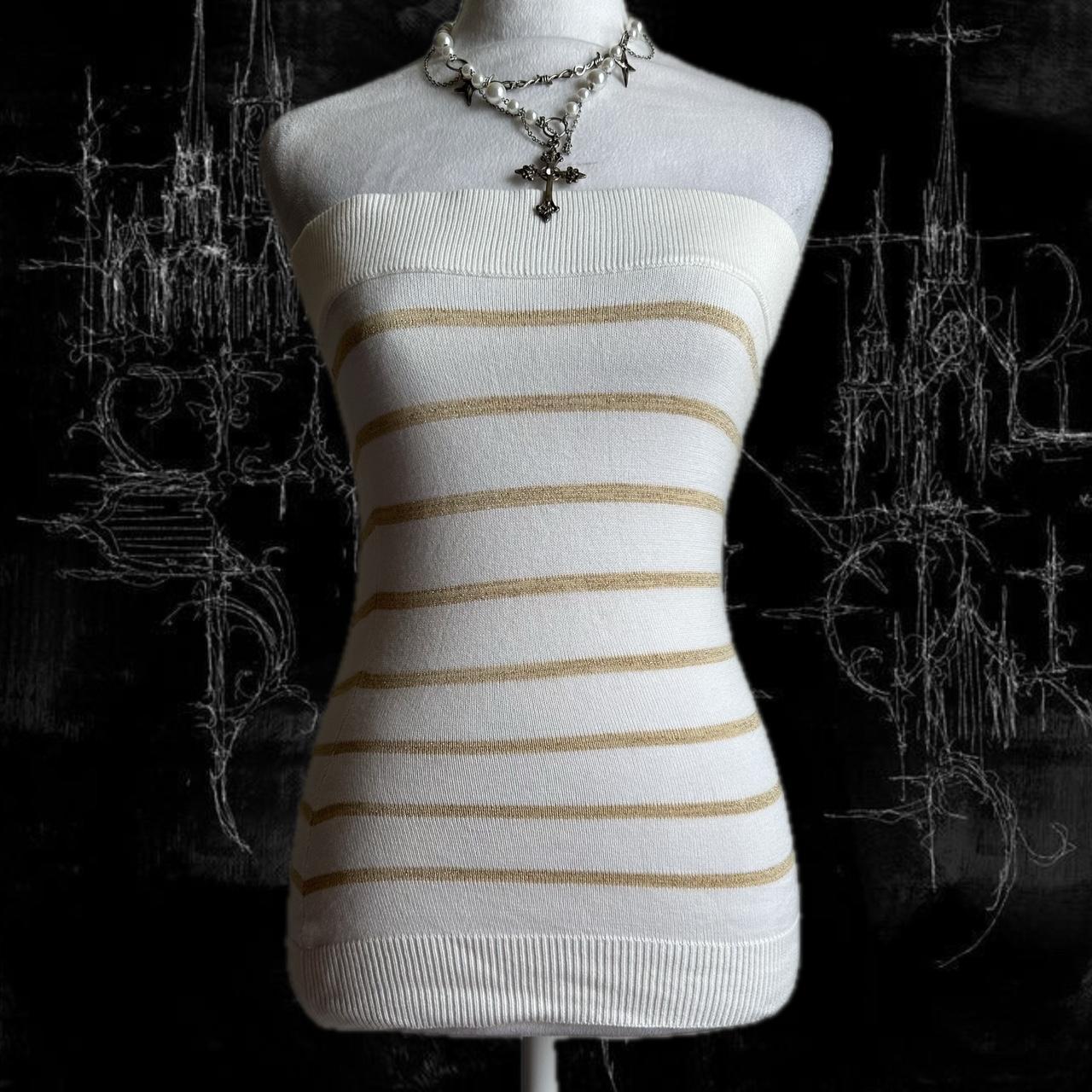 Carilyn Vaile - Size Small Cream and gold striped... | Depop