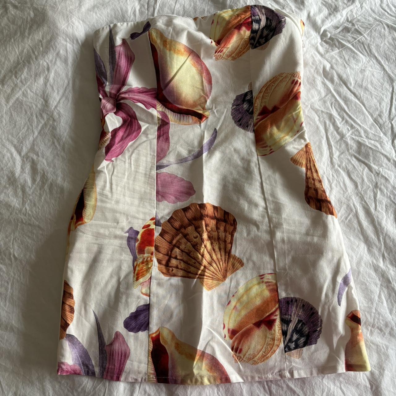 Mini, linen shell pattern dress from peppermayo with... - Depop