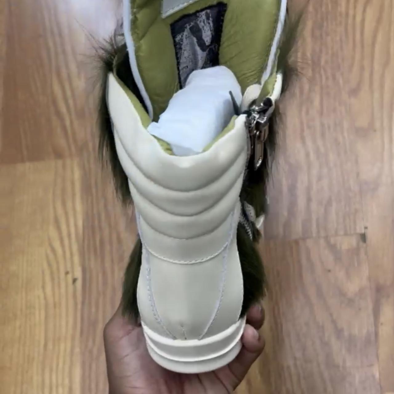 Size 38 Green and white FUR Rick Owens GeoBaskets ... | Depop
